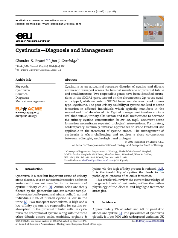 (PDF) Cystinuria—Diagnosis and Management