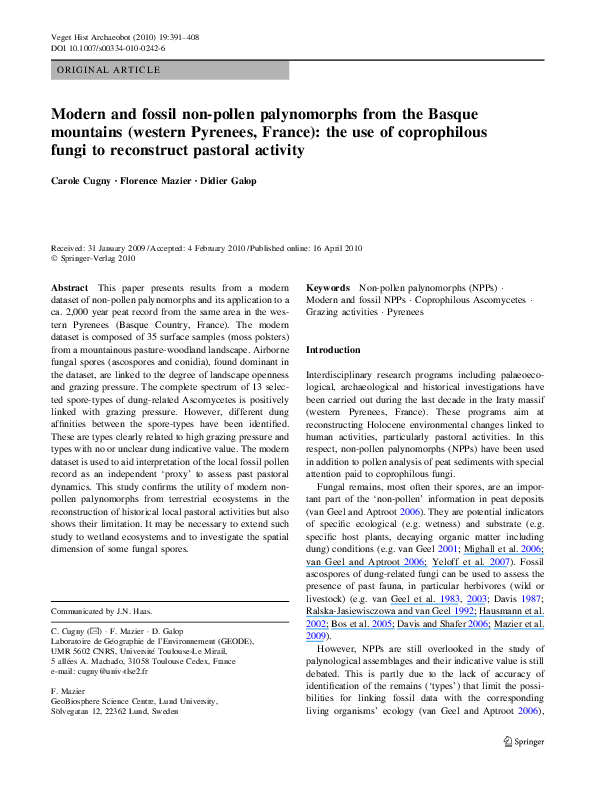 (PDF) Modern and fossil non-pollen palynomorphs from the Basque ...