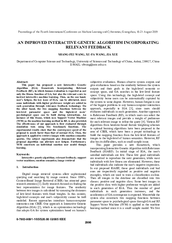(PDF) An improved interactive genetic algorithm incorporating relevant feedback