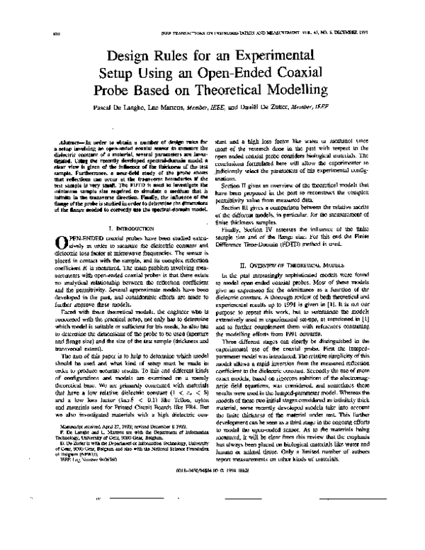 Pdf Design Rules For An Experimental Setup Using An Open Ended