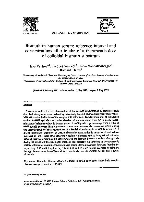 (PDF) Bismuth in human serum: reference interval and concentrations ...