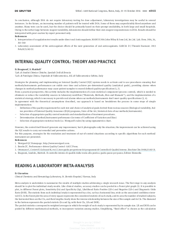 (PDF) Internal Quality Control: theory and practice