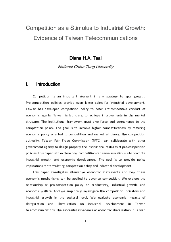 (PDF) Competition as a Stimulus to Industrial Growth: Evidence of ...
