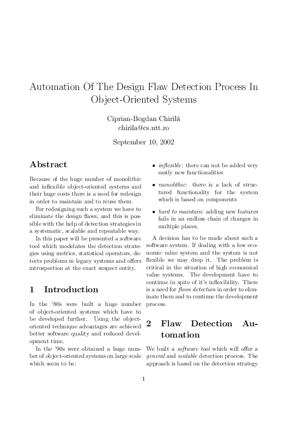 (PDF) Automation of the design flaw detection process in object-oriented systems
