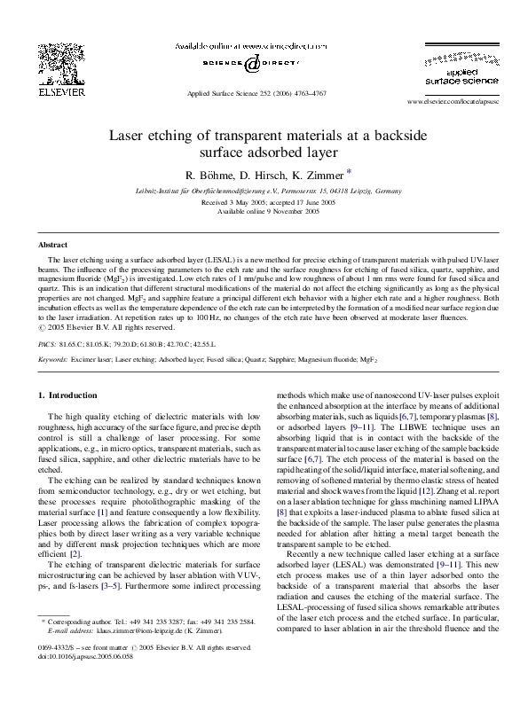 (PDF) Laser-induced backside dry and wet etching of transparent materials using solid and molten ...