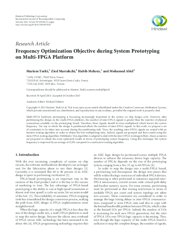 (PDF) Frequency Optimization Objective during System Prototyping on Multi-FPGA Platform