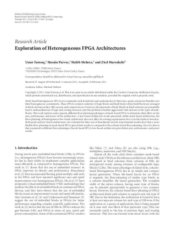 (PDF) Exploration of Heterogeneous FPGA Architectures (PDF) Exploration of Heterogeneous FPGA Architectures