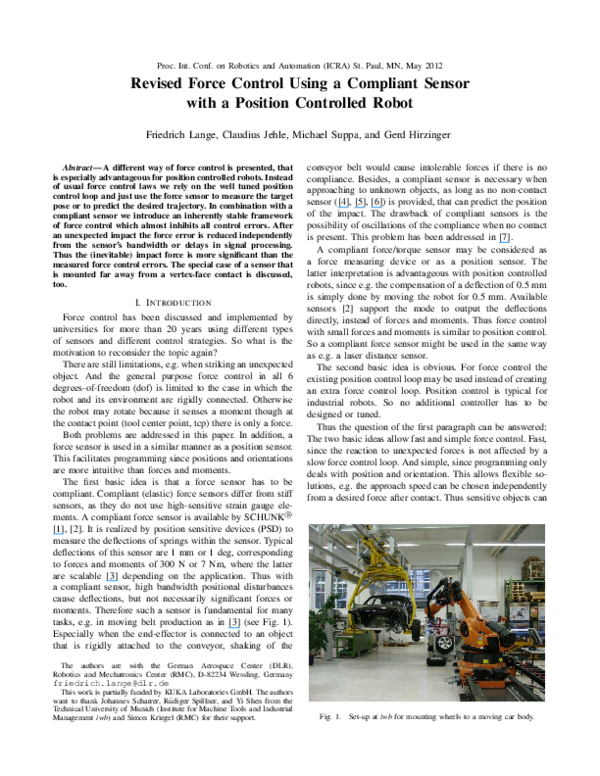 (PDF) Revised force control using a compliant sensor with a position ...