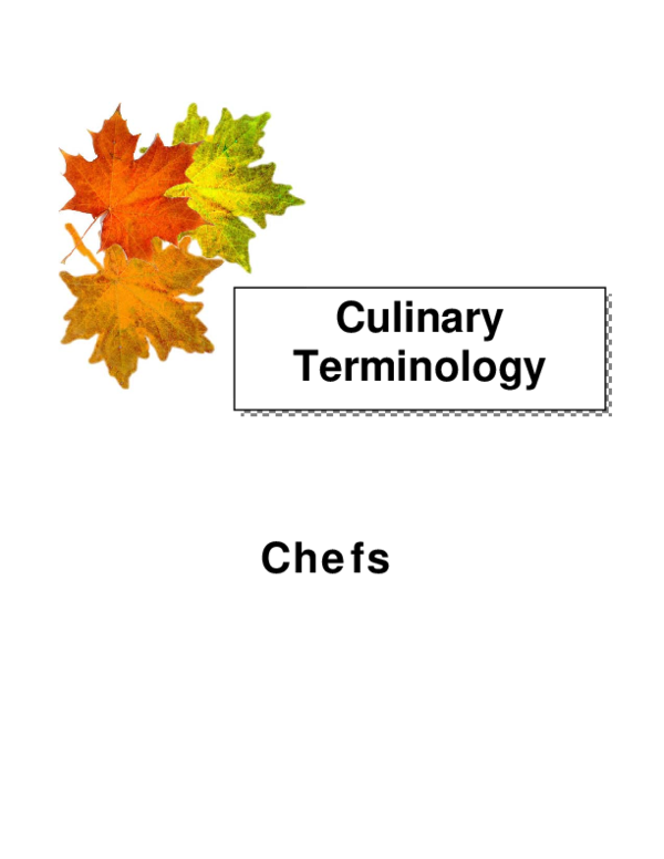 (PDF) Culinary Terminology Chefs 2 Acknowledgements