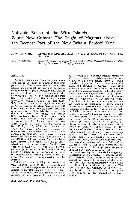(PDF) Volcanic rocks of the Witu Islands, Papua New Guinea: The origin ...