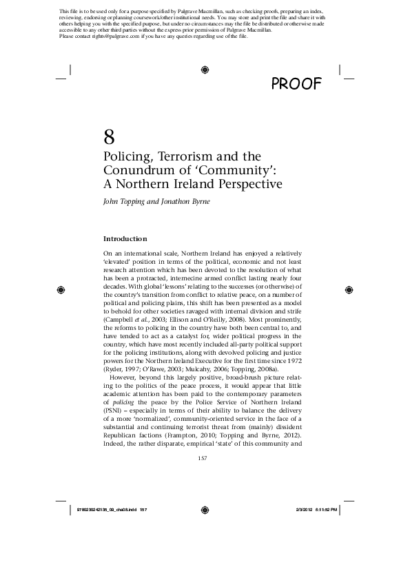 (PDF) Policing, Terrorism and the Conundrum of 'Community': A Northern ...