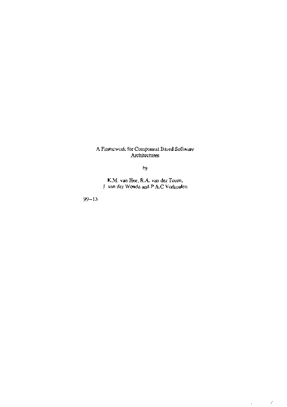 Pdf A Framework For Component Based Software Architectures
