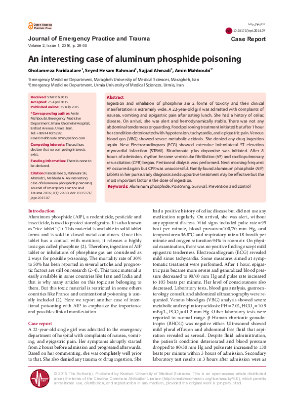 (PDF) An interesting case of aluminum phosphide poisoning