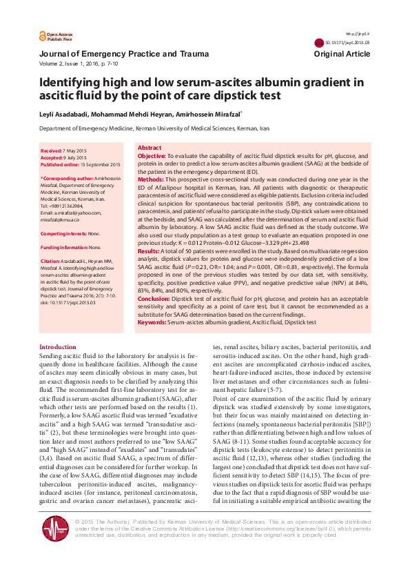 (PDF) Identifying high and low serum-ascites albumin gradient in ...