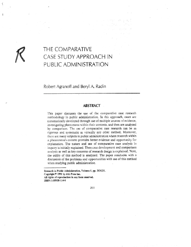 (PDF) The comparative case study approach in public administration