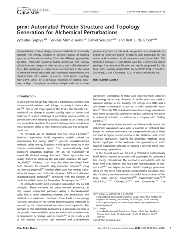 (PDF) pmx: Automated protein structure and topology generation for alchemical perturbations