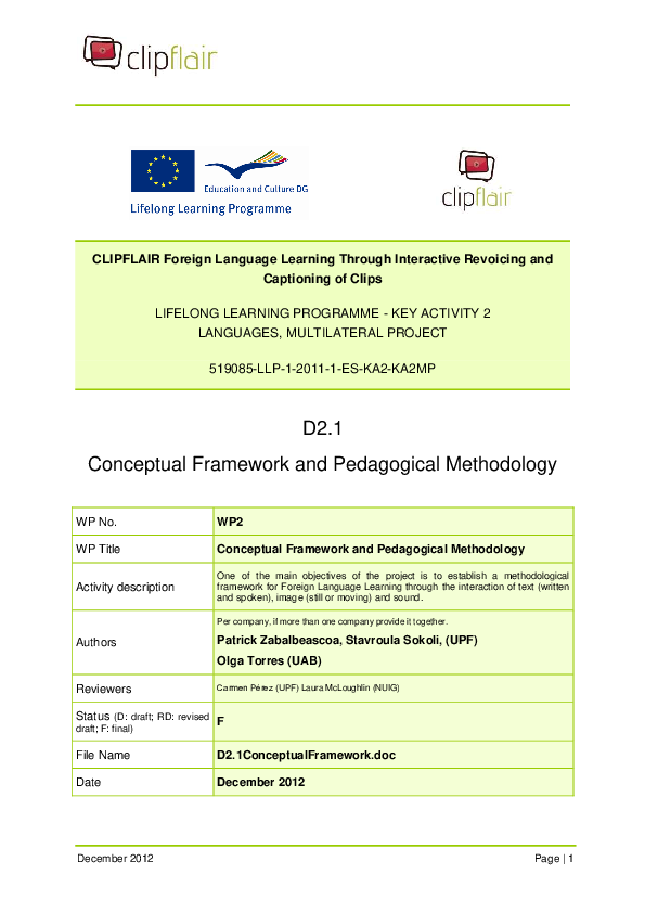 (PDF) Conceptual Framework and Pedagogical Methodology