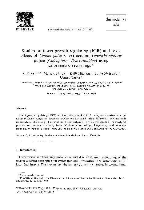 (PDF) Studies on insect growth regulating (IGR) and toxic effects of ...