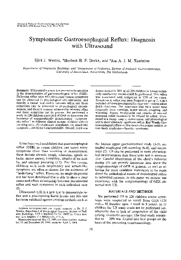 (PDF) Symptomatic gastroesophageal reflux: diagnosis with ultrasound