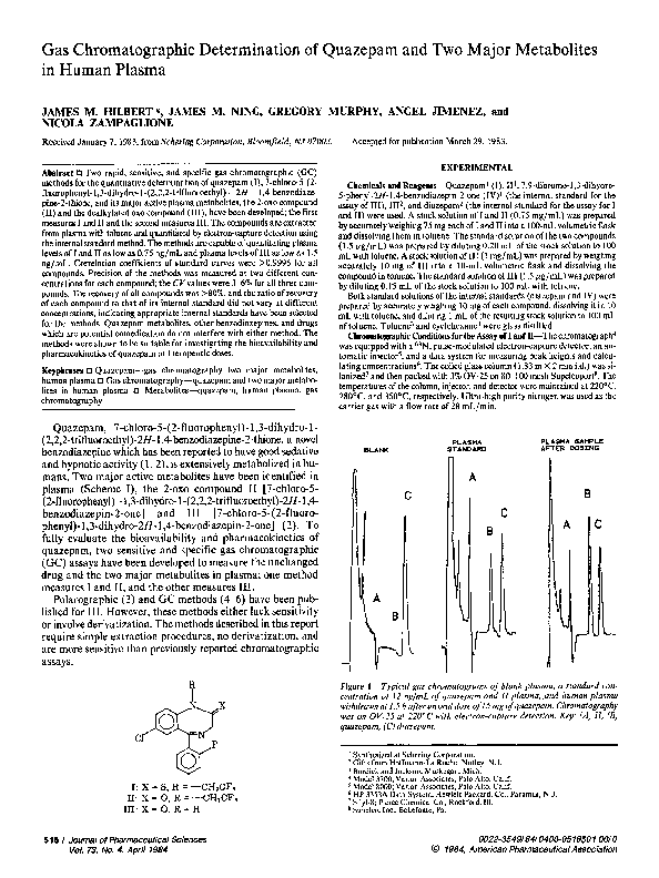 (PDF) Gas chromatographic determination of quazepam and two major ...