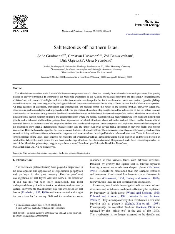 (PDF) Salt tectonics off northern Israel