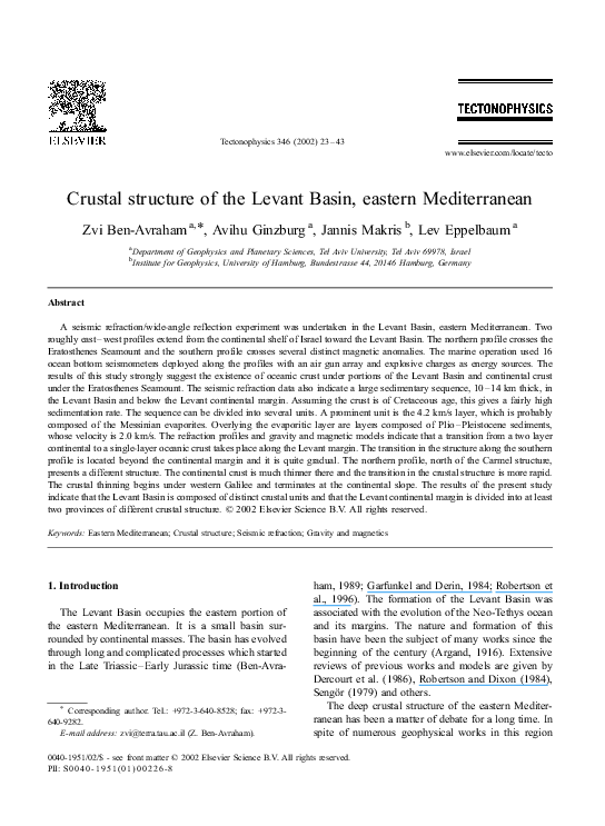 (PDF) Crustal structure of the Levant Basin, eastern Mediterranean