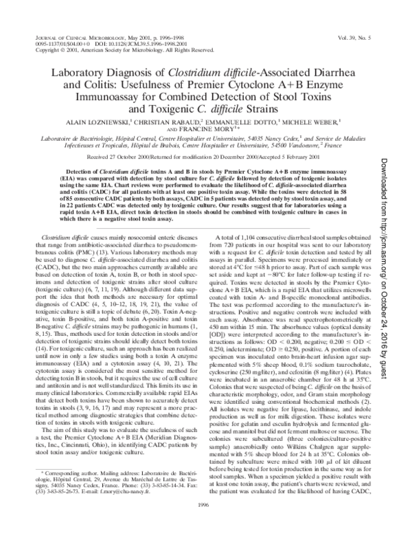 (PDF) Evaluation of Five Enzyme Immunoassays Compared with the ...