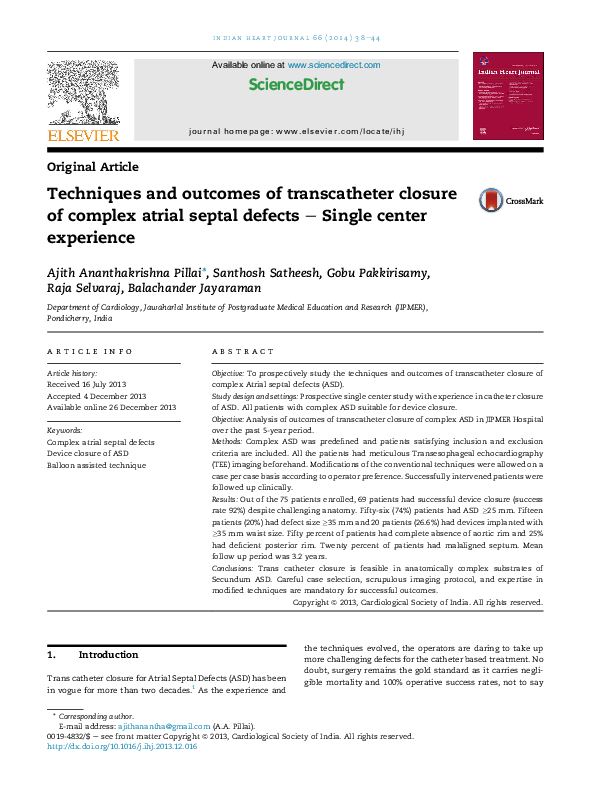 (PDF) Techniques and outcomes of transcatheter closure of complex ...