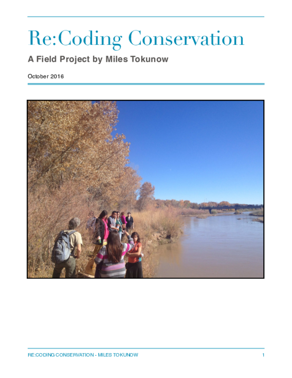 (PDF) Re:Coding Conservation A Field Project by Miles Tokunow