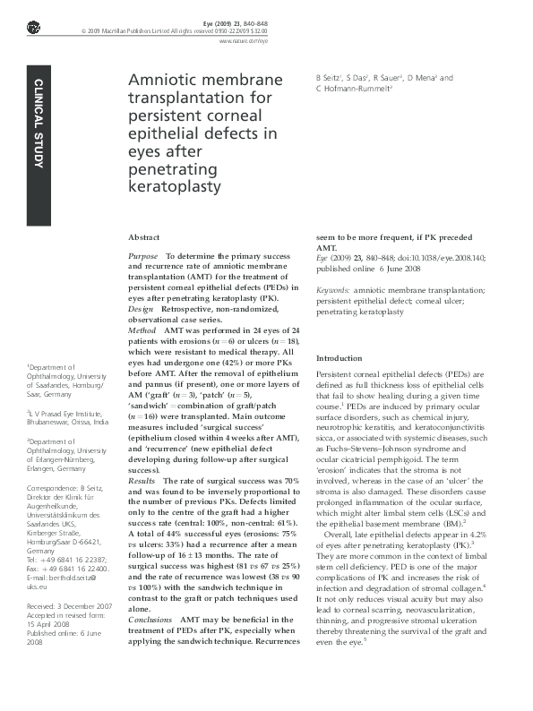 (PDF) Modified Technique for Corneal Laceration Repair Using Amniotic ...
