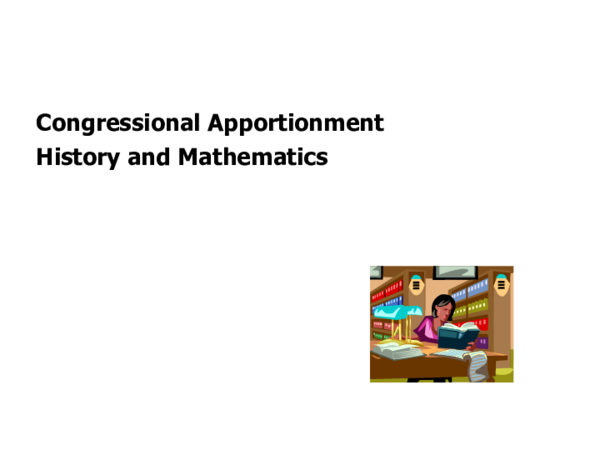 (PDF) Congressional Apportionment History and Mathematics