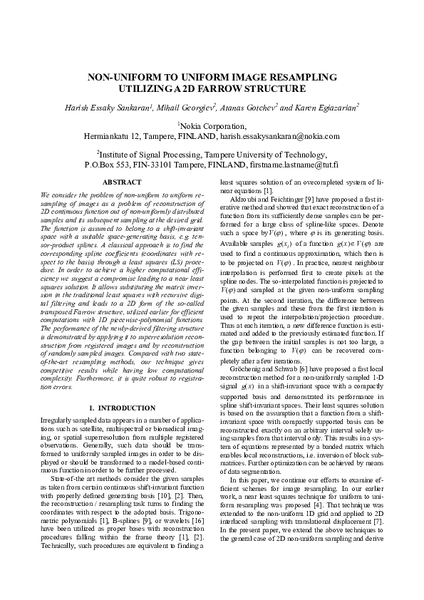 (PDF) Non-Uniform to Uniform Image Resampling Utilizing a 2D Farrow ...