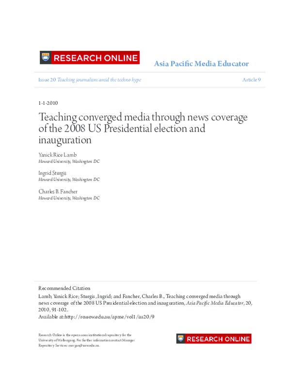 (PDF) Teaching converged media through news coverage of the 2008 US ...