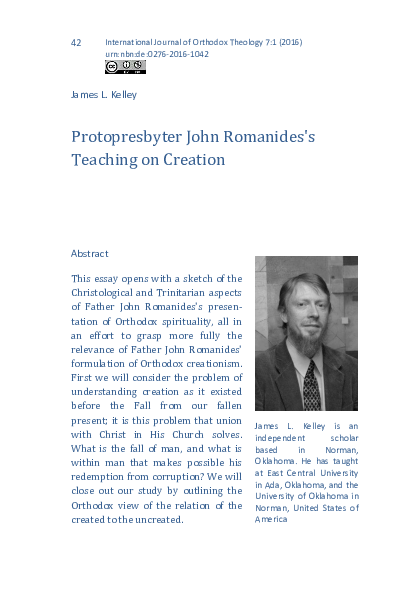(PDF) James L. Kelley, “Protopresbyter John Romanides's Teaching on ...