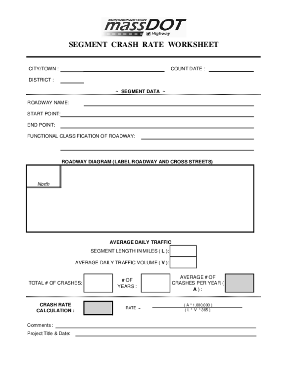 (PDF) SEGMENT CRASH RATE WORKSHEET AVERAGE DAILY TRAFFIC CRASH RATE ...