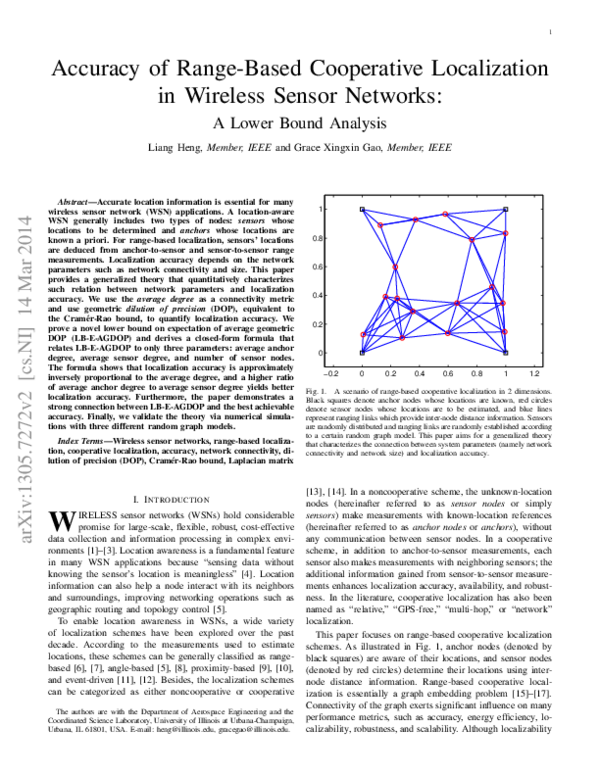 (PDF) Accuracy of Range-Based Cooperative Localization in Wireless Sensor Networks: A Lower ...