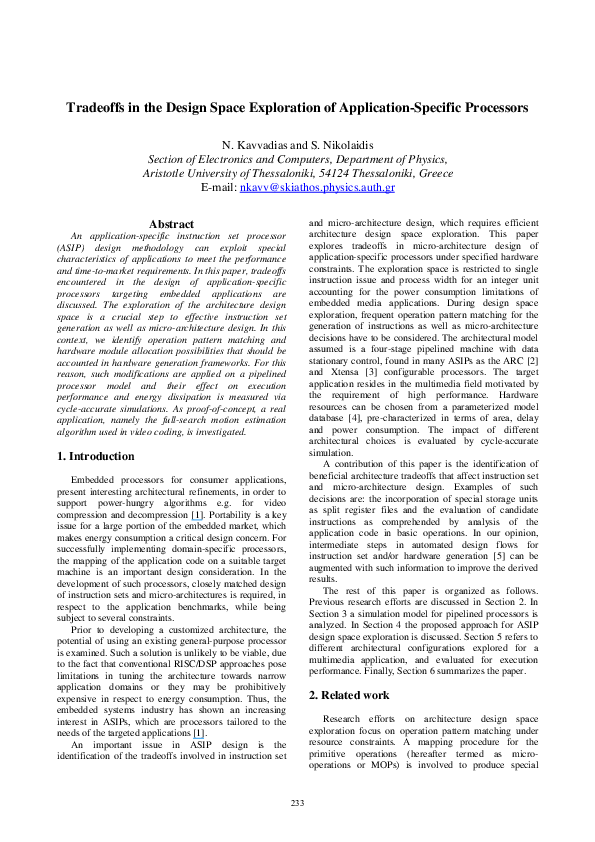(PDF) Tradeoffs in the Design Space Exploration of Application-Specific Processors
