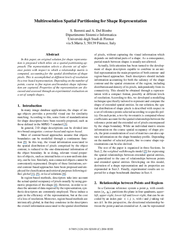 Pdf Multiresolution Spatial Partitioning For Shape Representation