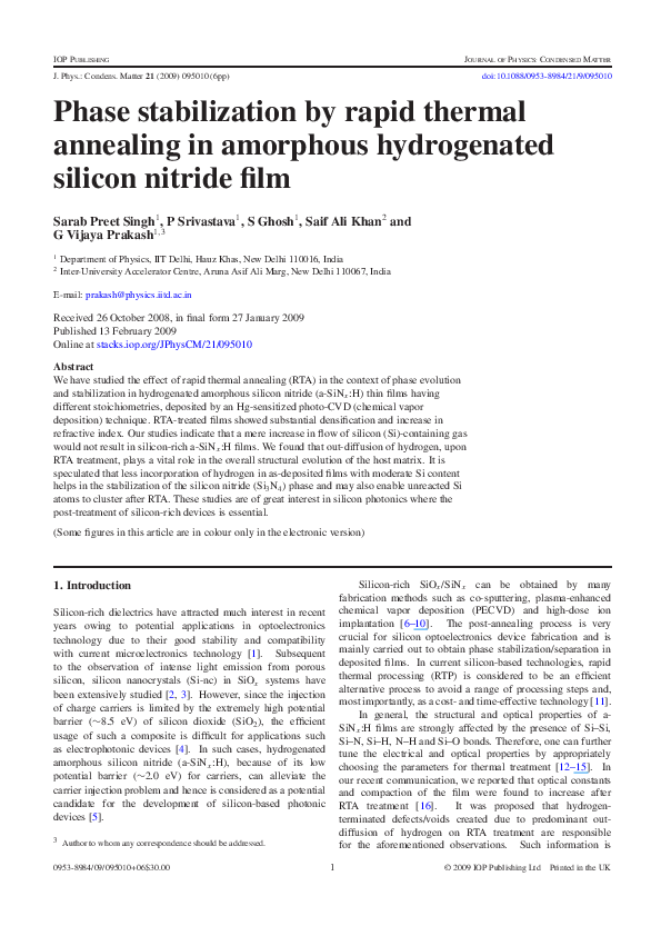 (PDF) Phase stabilization by rapid thermal annealing in amorphous ...