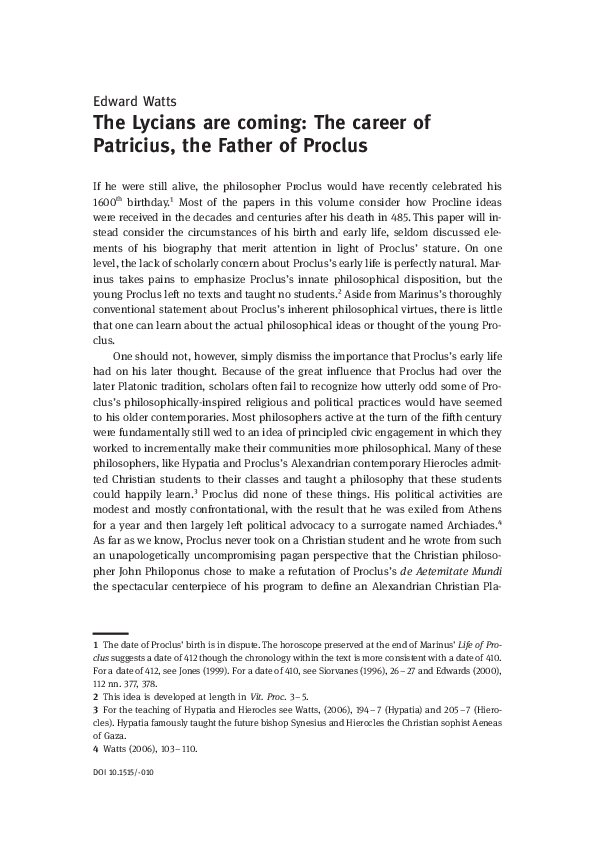 (PDF) "The Lycians are coming: The Career of Patricius, the Father of ...