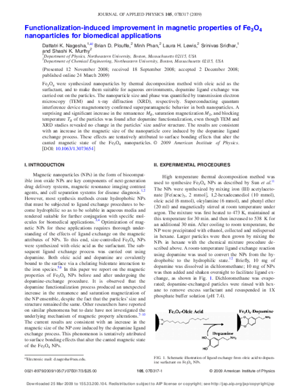 (PDF) Preparation of Silica Coated Magnetic Nanoparticles for ... (PDF) Preparation of Silica Coated Magnetic Nanoparticles for ...