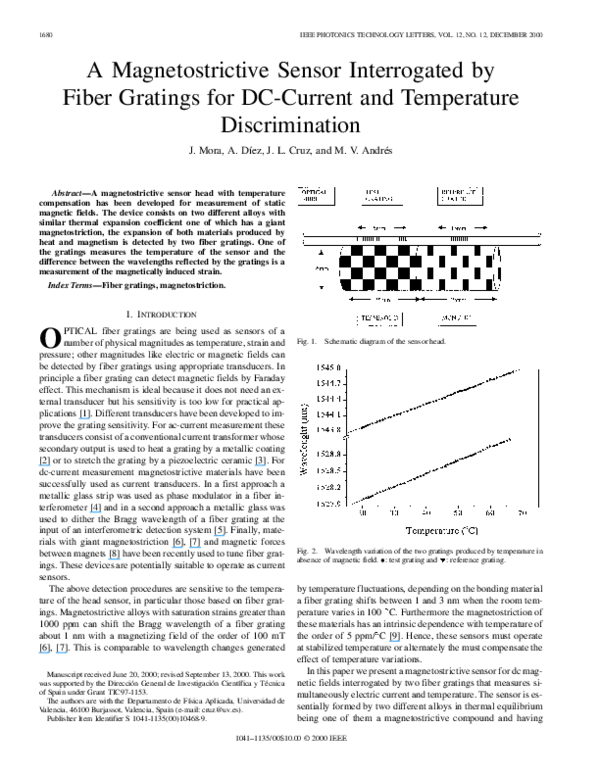 (PDF) A magnetostrictive sensor interrogated by fiber gratings for DC ...