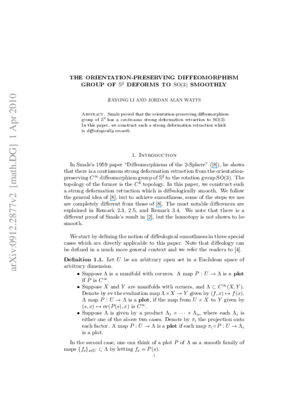 (PDF) The orientation-preserving diffeomorphism group of deforms to SO ...