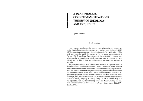 (PDF) A dual process cognitive motivational theory of ideology and prejudice. (2001). Advances ...
