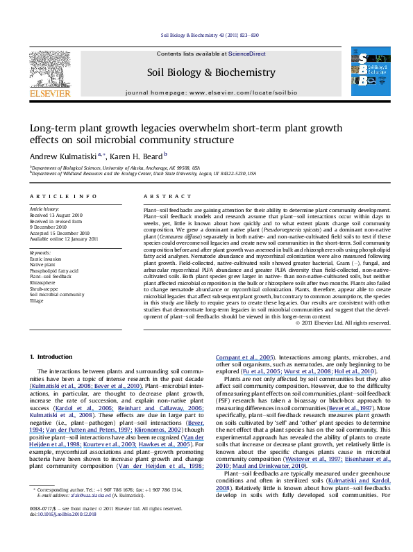 (PDF) Long-term plant growth legacies overwhelm short-term plant growth ...