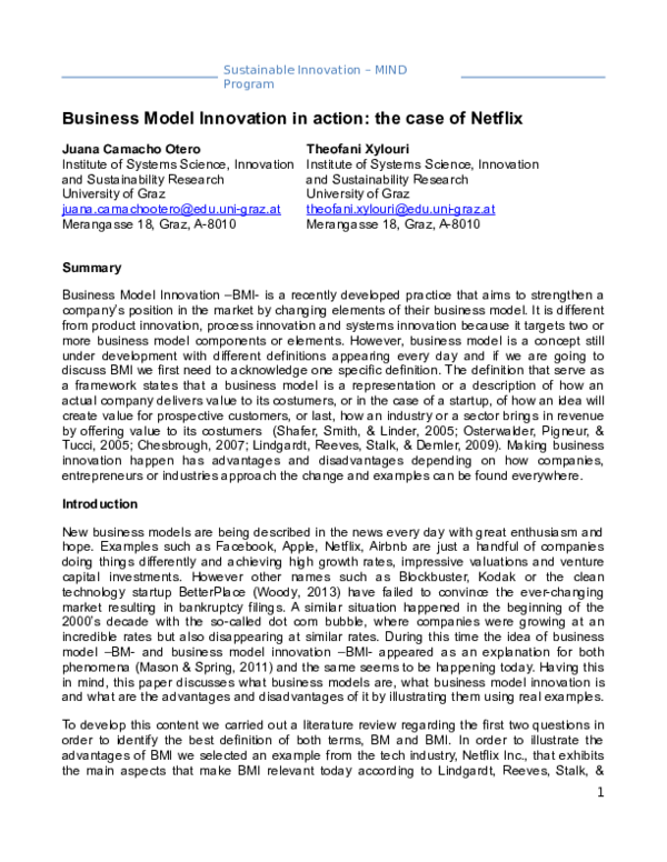 (DOC) Business Model Innovation in action: the case of Netflix