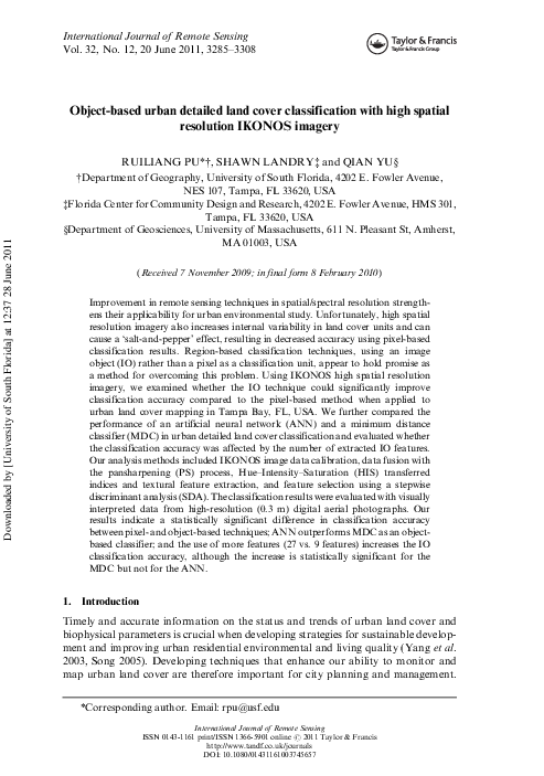 (PDF) Object-based urban detailed land cover classification with high spatial resolution IKONOS ...