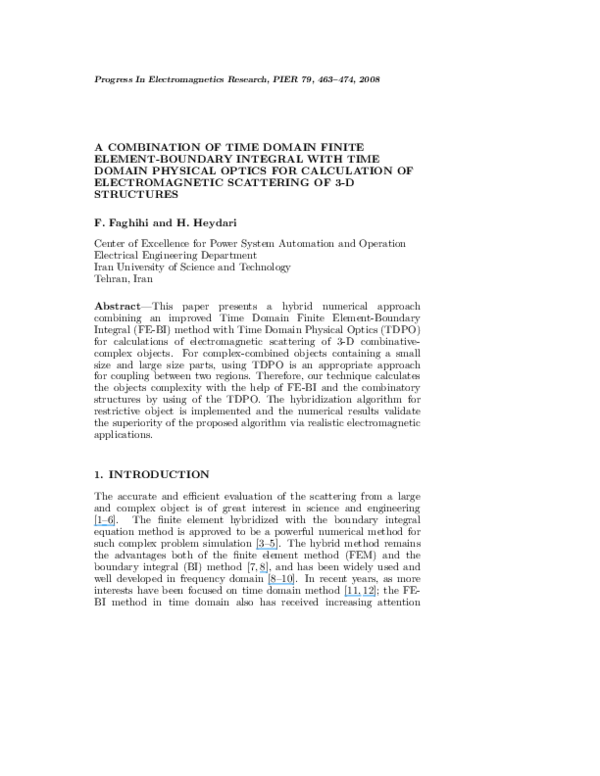 Pdf A Combination Of Time Domain Finite Element Boundary Integral And With Time Domain