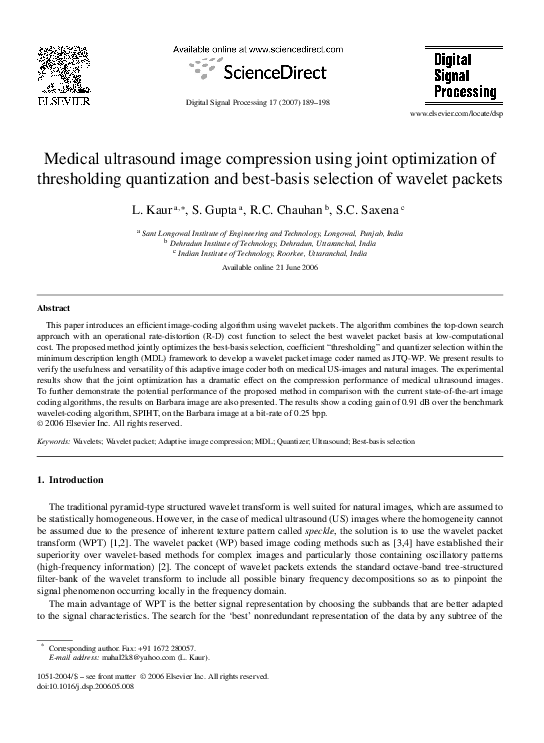 (PDF) Medical ultrasound image compression using joint optimization of thresholding quantization ...