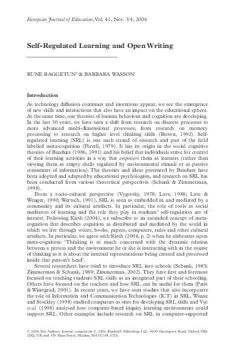 (PDF) Self-Regulated Learning and Open Writing